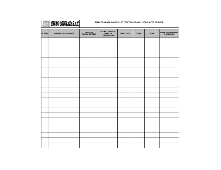 Bitacora para Control de Temperatura | PDF