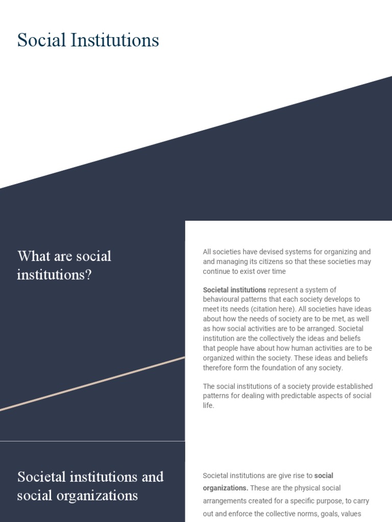 Intro To Social Institutions and The Institution of Family | PDF ...