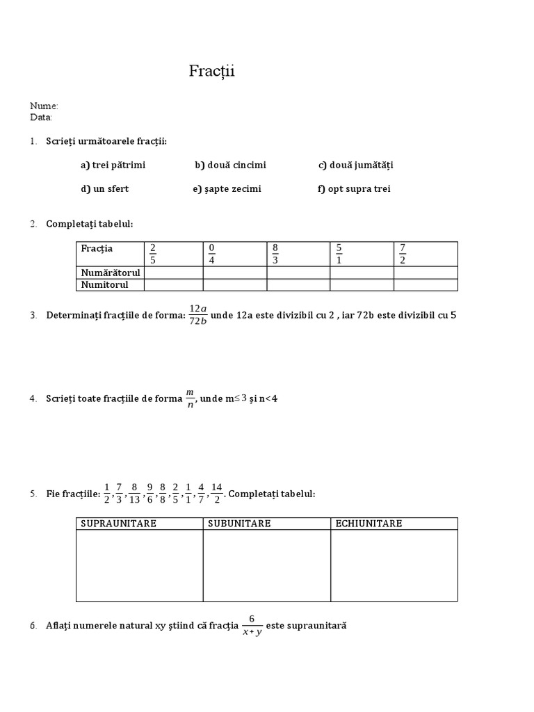 Fractii Clasa 5 | PDF