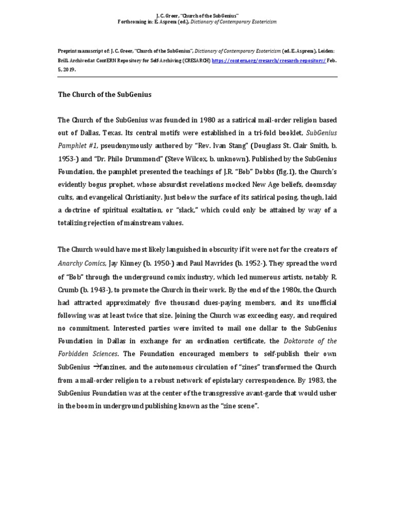 Church of The SubGenius | PDF | Supernatural