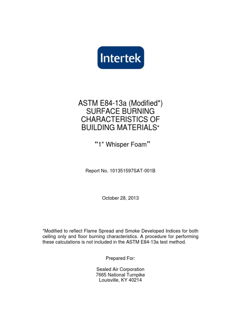 ASTM E84 Test Results for Whisper Foam | PDF | Building Engineering ...
