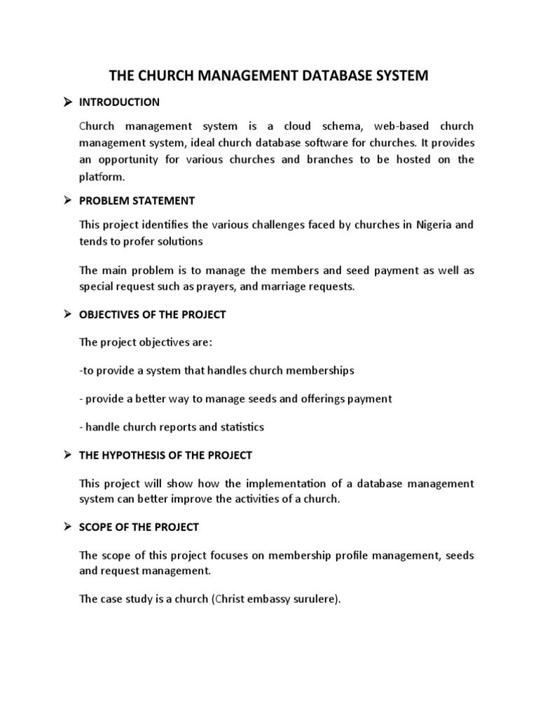 The Church Management Database System 2 | PDF | Databases | Information ...