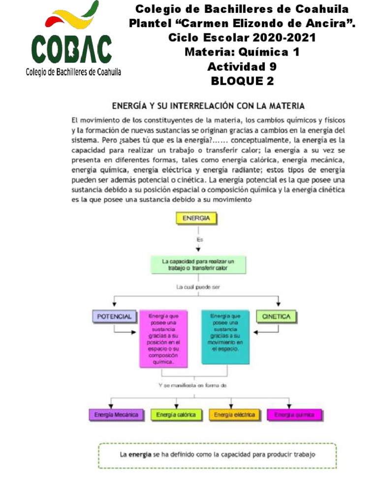 Actividade 9 Tipos y Transformaciones de Energia | PDF