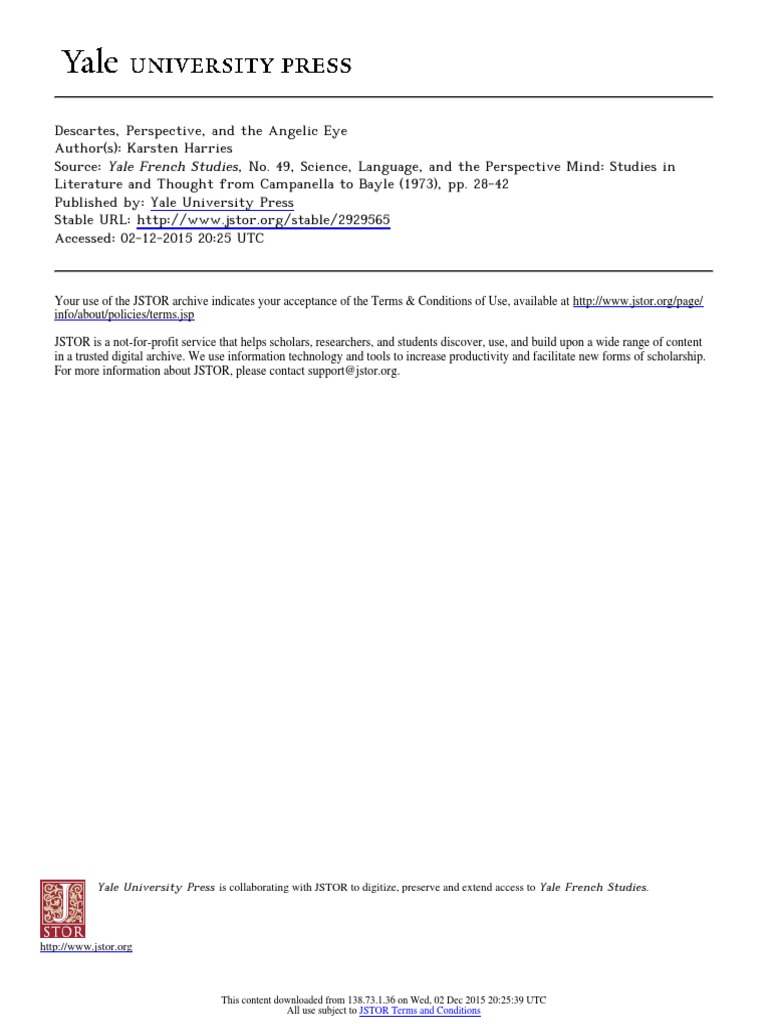 Descartes, Perspective and The Angelic Eye | PDF | René Descartes | Idea
