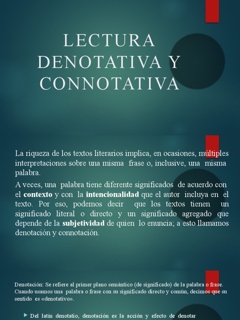 Lectura Denotativa y Connotativa | PDF | Connotación | Palabra