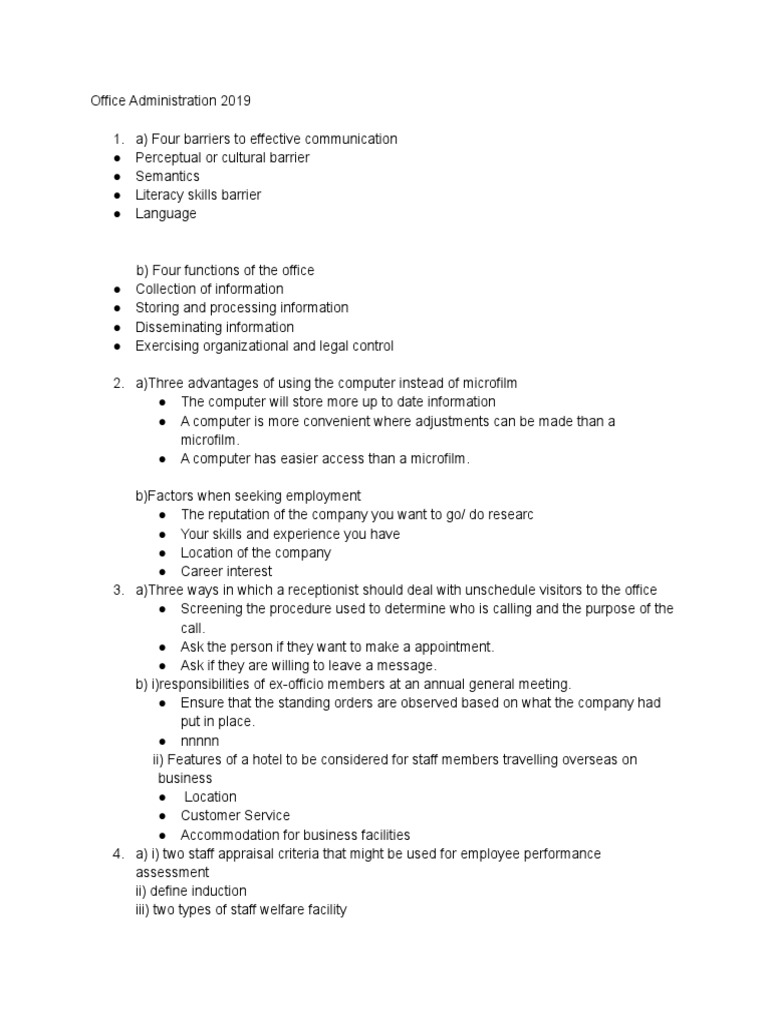 Office Admin Csec 2019 | PDF
