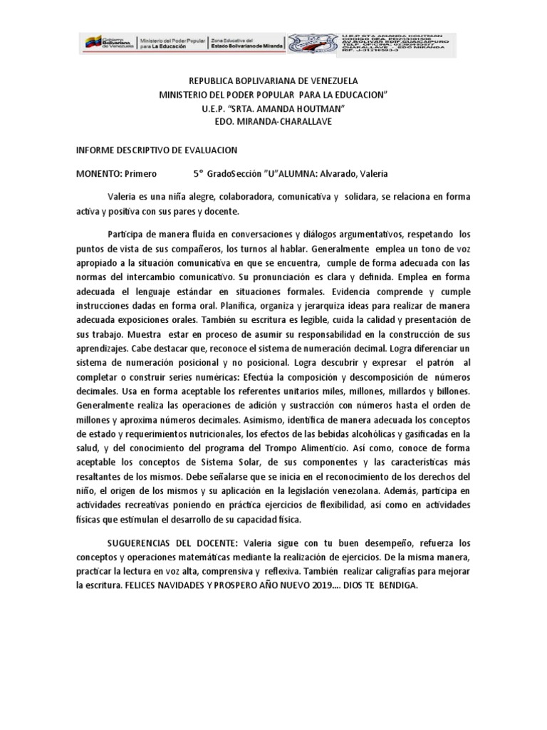 Boletas Noviembre 2018 (Lorena 5to y 6to Modelo para Hacer Informe Descriptivo | PDF ...
