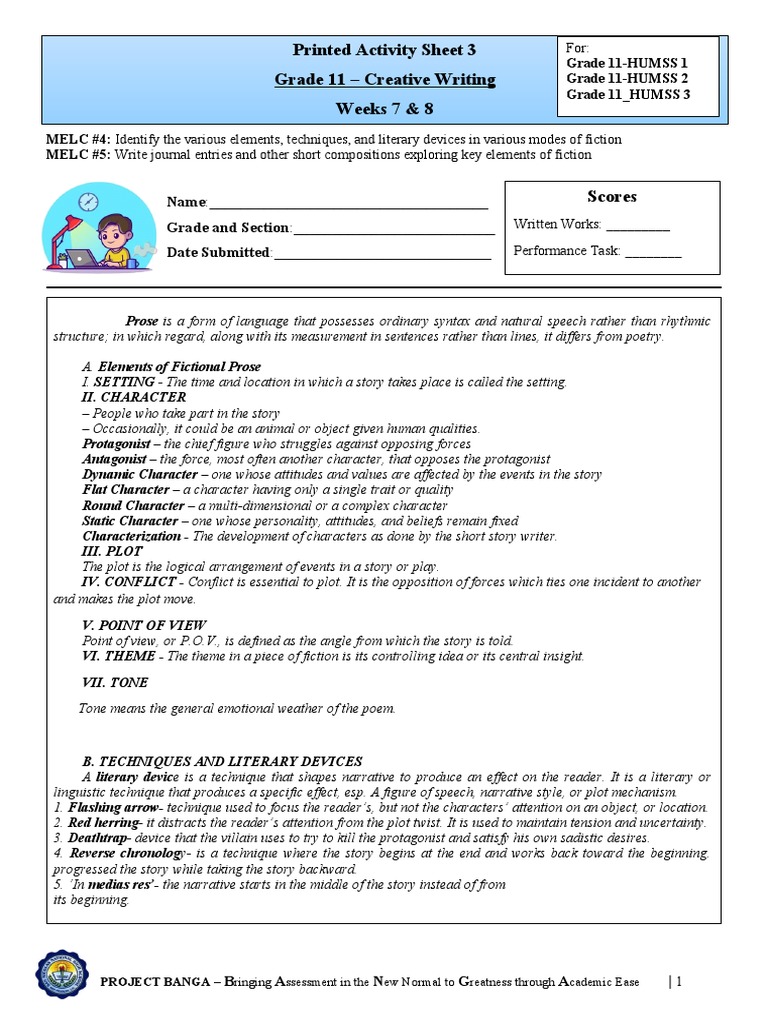 g11 Creative Writing Humss As q1 w5 6 Camagon | PDF | Plot (Narrative) | Narration