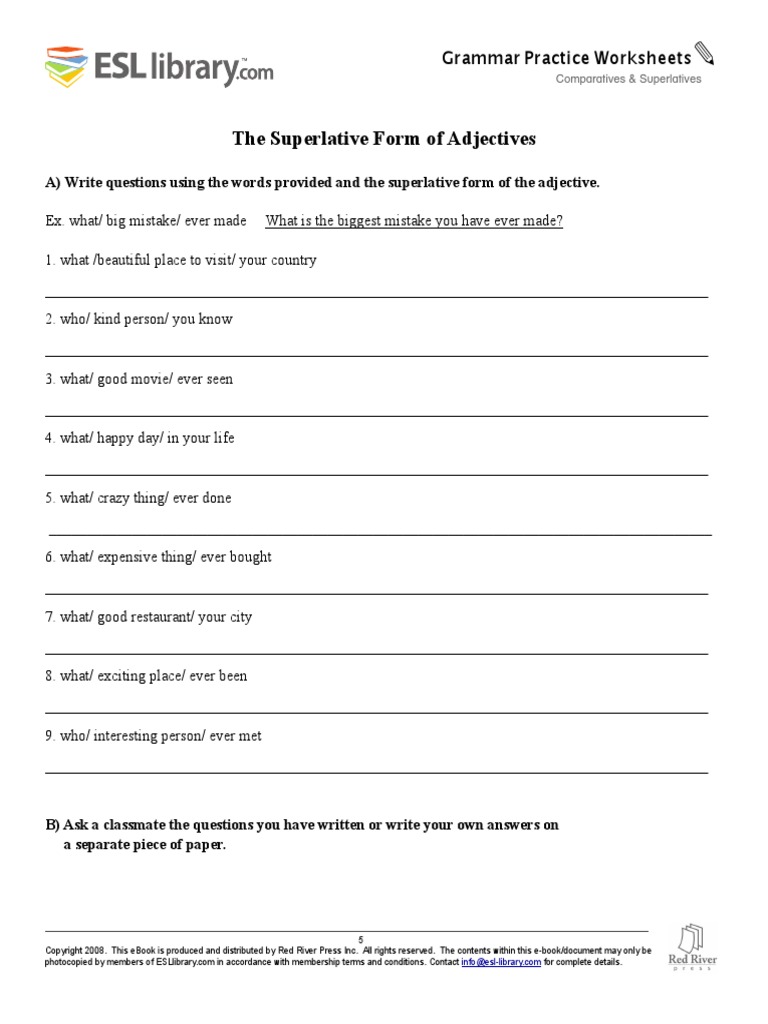 The Superlative Form of Adjectives | PDF | Adverb | Adjective