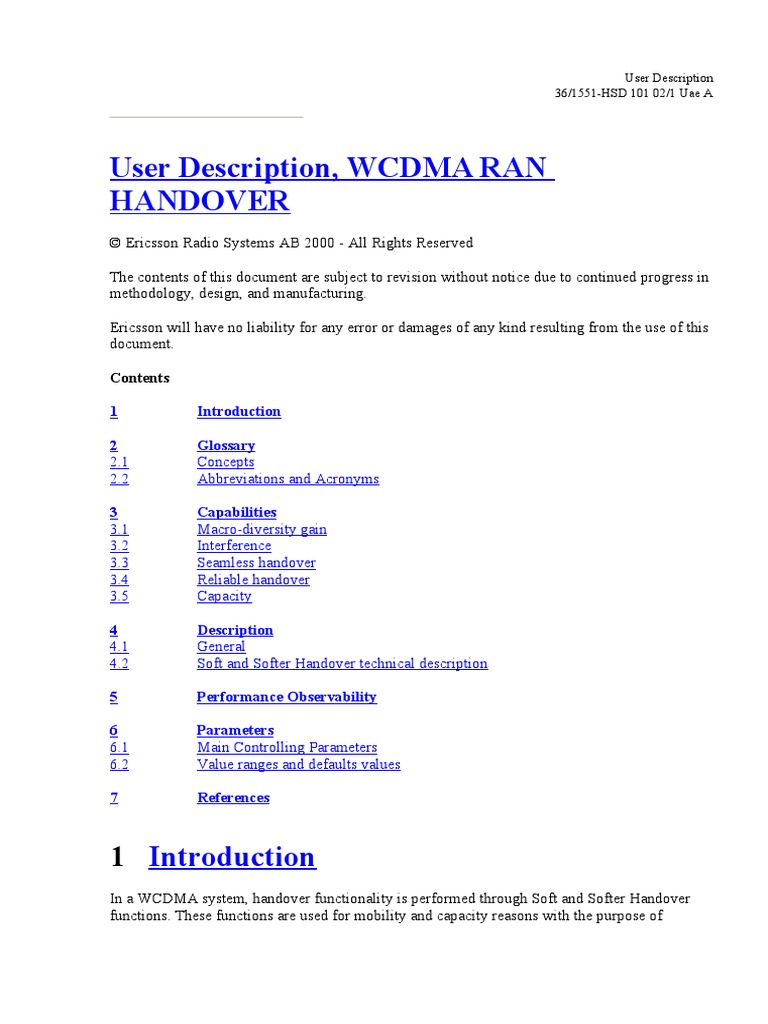 Wcdma Ran Handover | PDF | Radio | Radio Resource Management