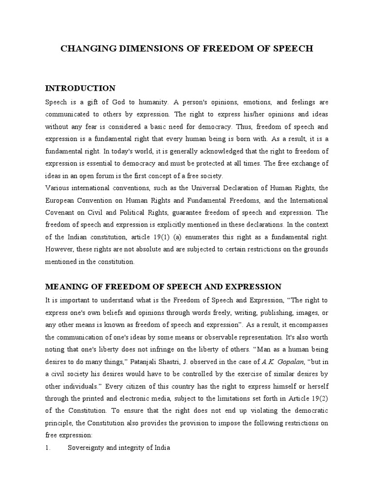 Navigating the Balance: Ensuring Freedom of Speech While Preventing its ...