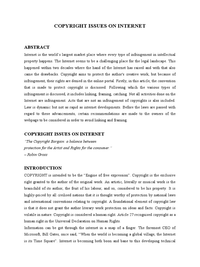 Reviewed COPYRIGHT ISSUES ON INTERNET | PDF | Copyright | Copyright ...
