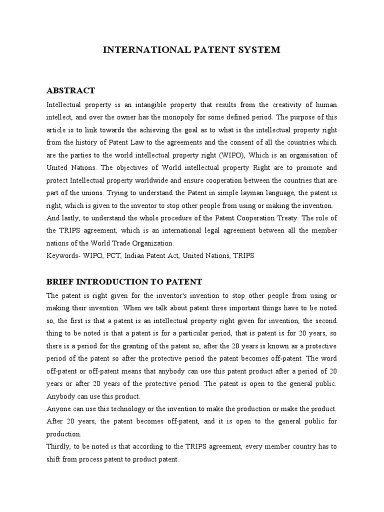 Reviewed INTERNATIONAL PATENT SYSTEM | PDF | Patent | Priority Right