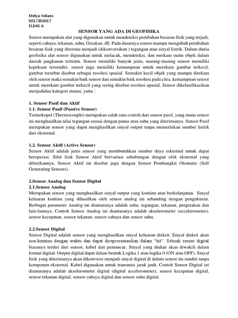 Sensor Yang Ada Di Geofisika | PDF