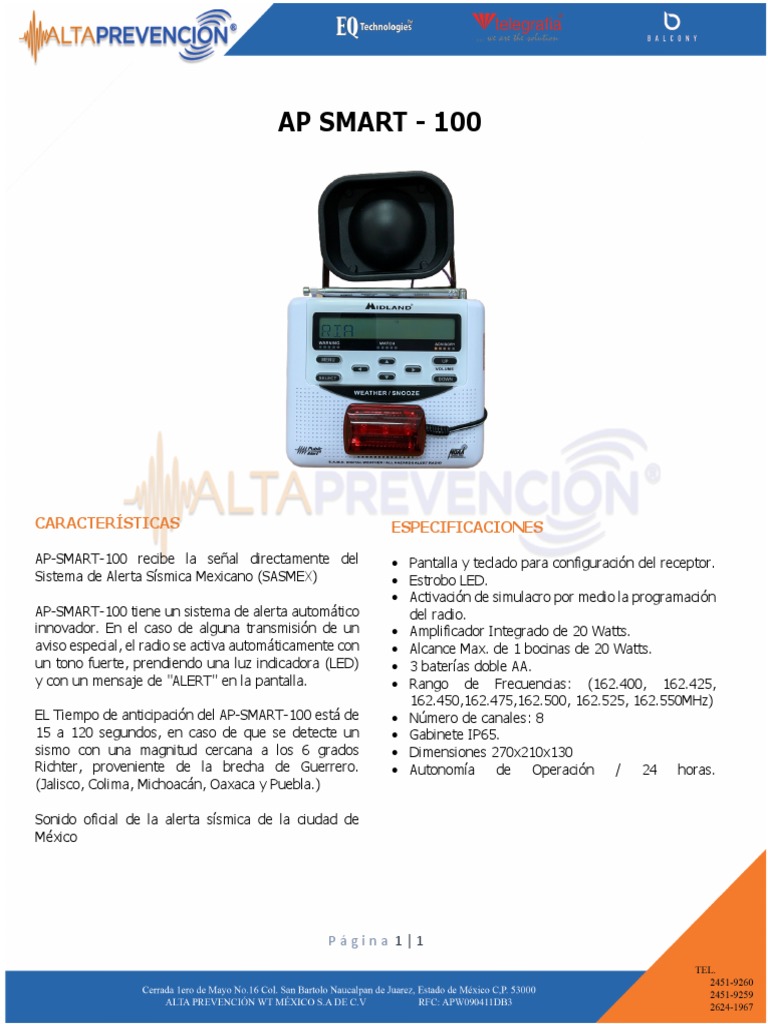 AP SMART 100 ALERTA SÍSMICA RECEPTOR | PDF