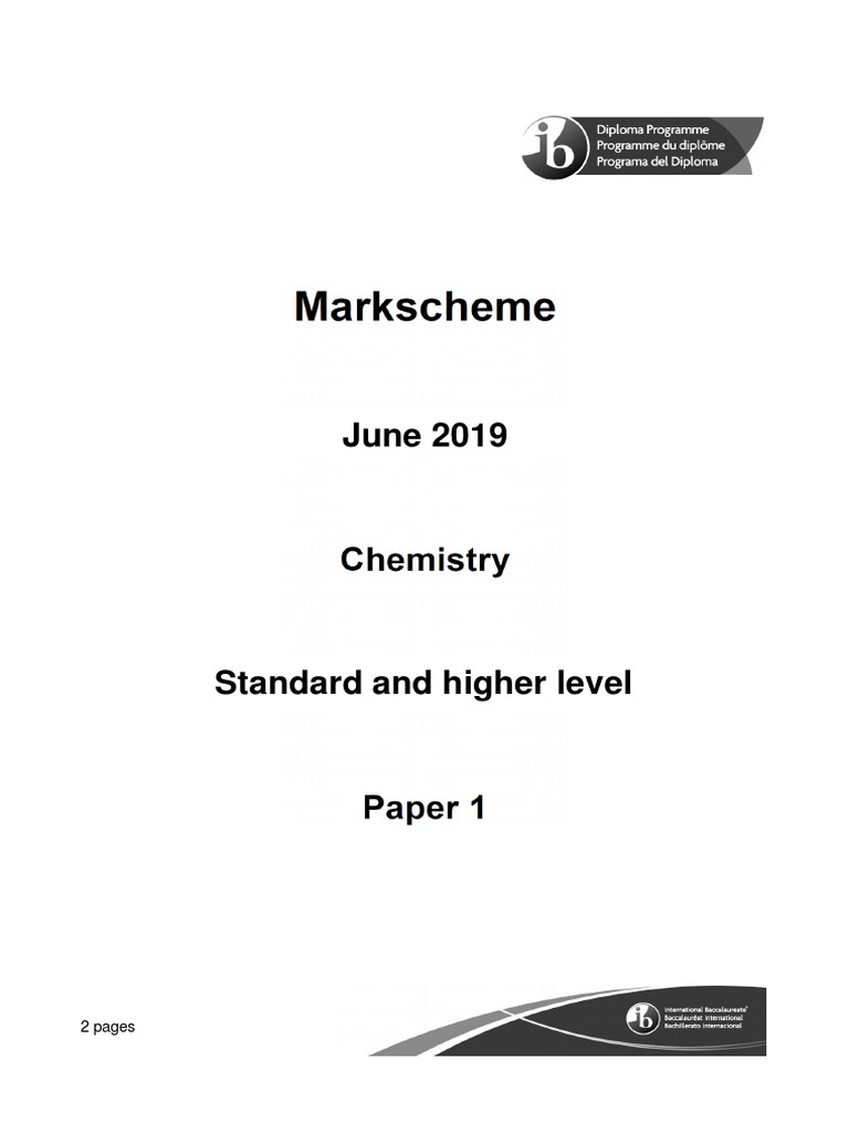 2i Ke - Paper 1 - Markscheme (Mock Exam - Summer 2019) | PDF
