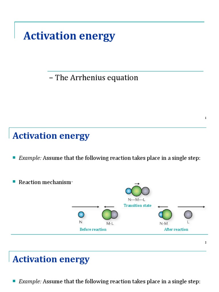 Activation Energy: - The Arrhenius Equation | PDF | Reaction Rate ...