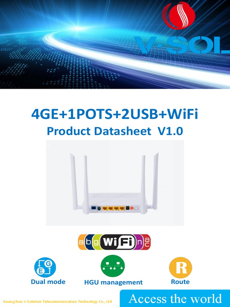 VSOL HG325DAC Product Datasheet V1.01 | PDF | Wi Fi | Usb