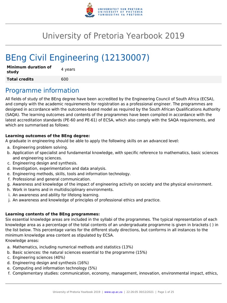 Beng Civil Engineering (12130007) : University of Pretoria Yearbook ...