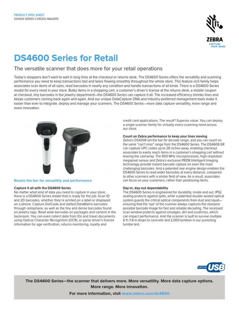 Zebra DS4608-SR | PDF | Image Scanner | Barcode