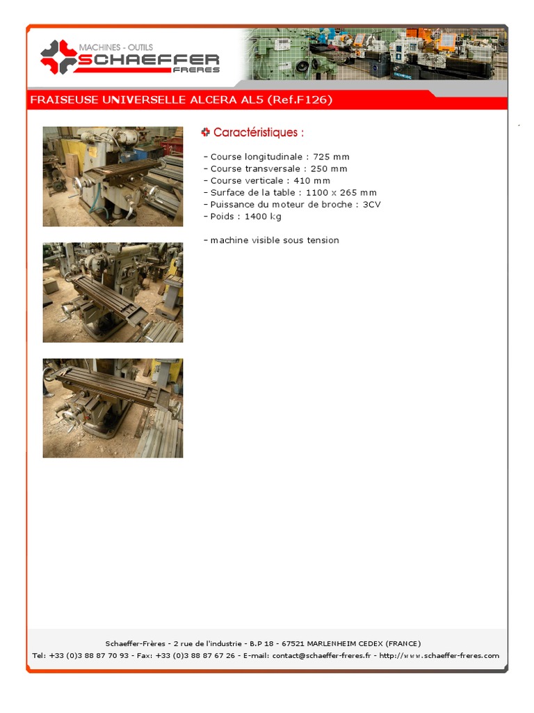 Fraiseuse Universelle Alcera Al5 | PDF | Technologie et ingénierie