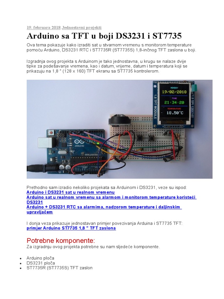 Arduino Sa TFT U Boji DS3231 I ST7735 | PDF