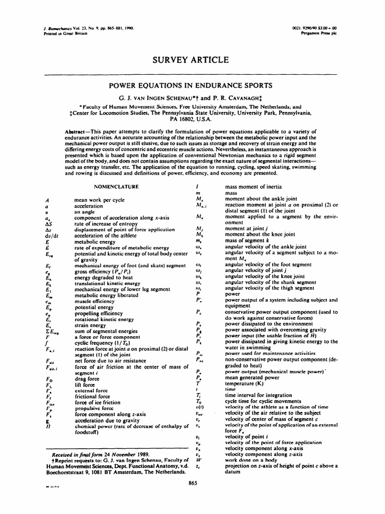 Power Equations in Endurance Sports | PDF | Force | Velocity