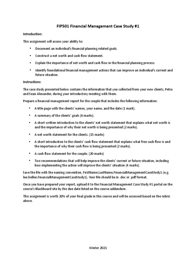 FIP501 Financial Management Case Study #1 | PDF | Credit | Finance ...