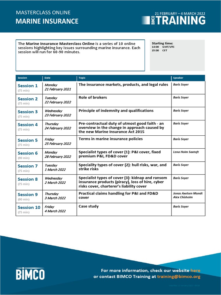Marine Insurance: Masterclass Online | PDF | Insurance | Admiralty Law