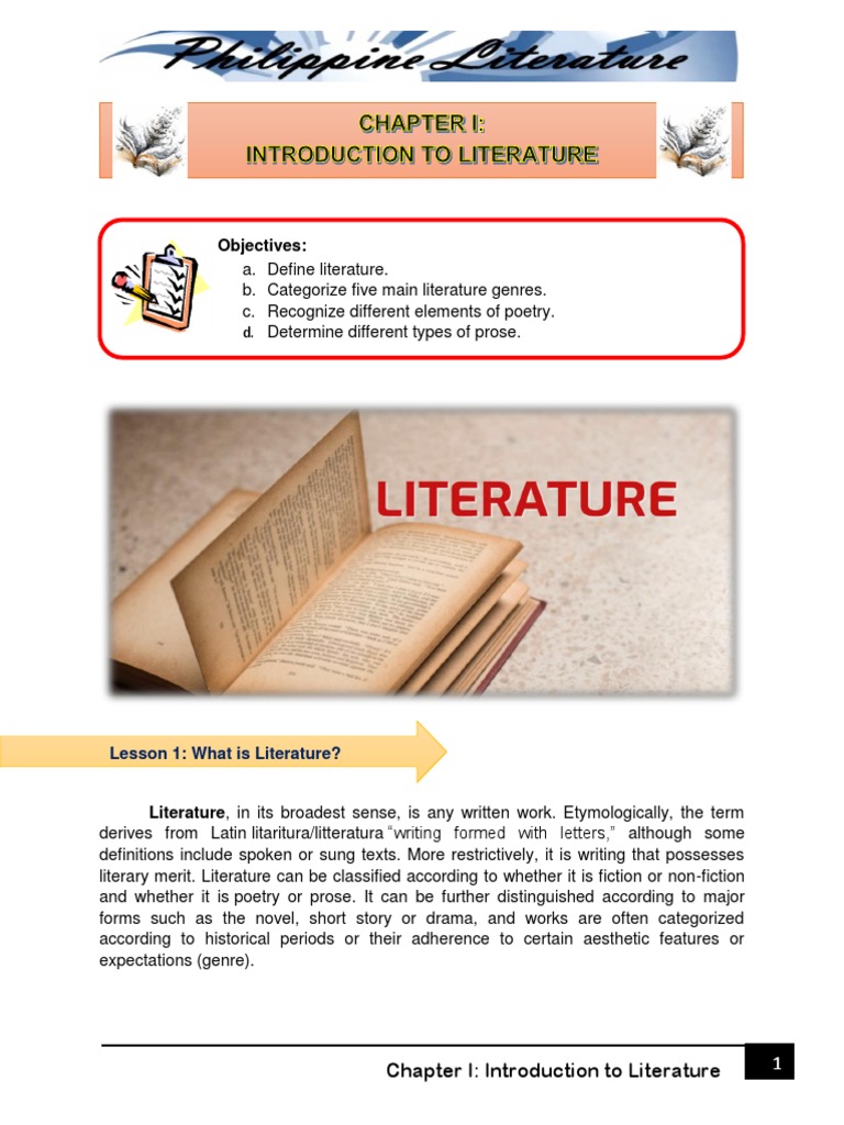 Chapter I - Introduction To Literature | PDF | Poetry | Metre (Poetry)