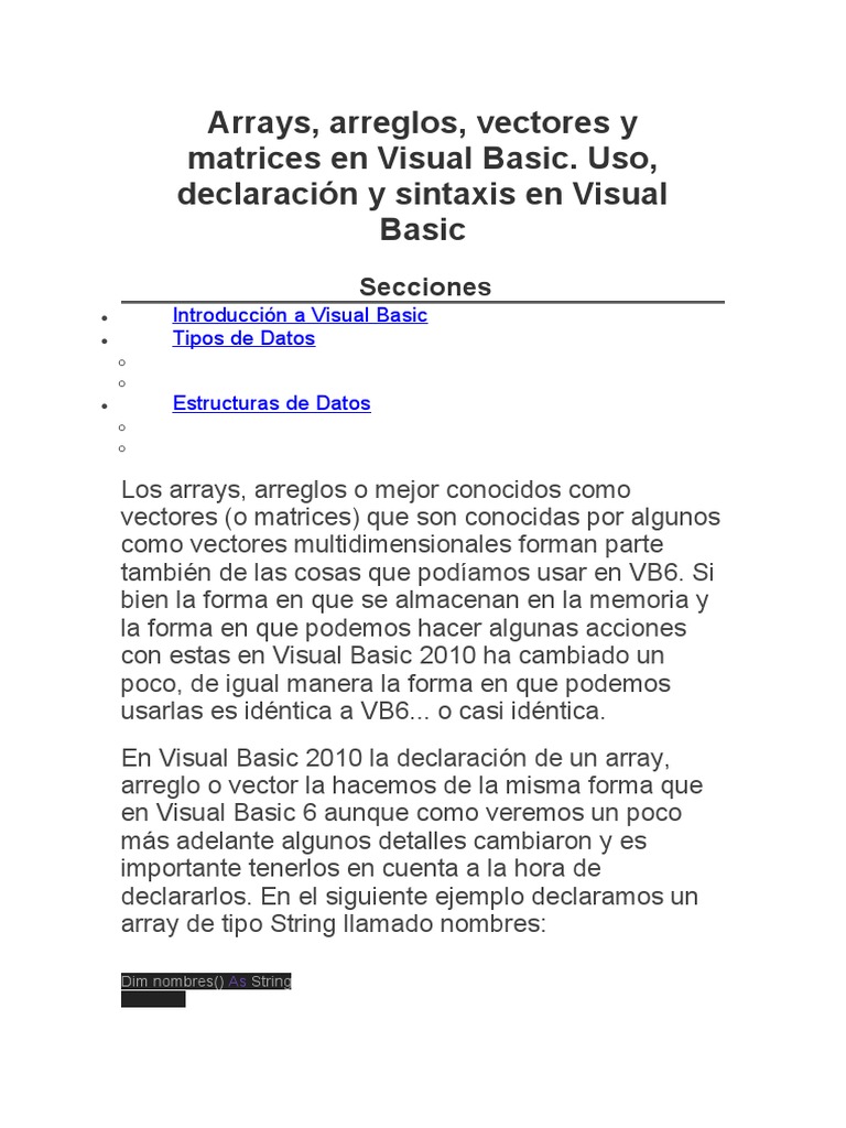 Arrays | PDF | Estructura de datos de matriz | Básico