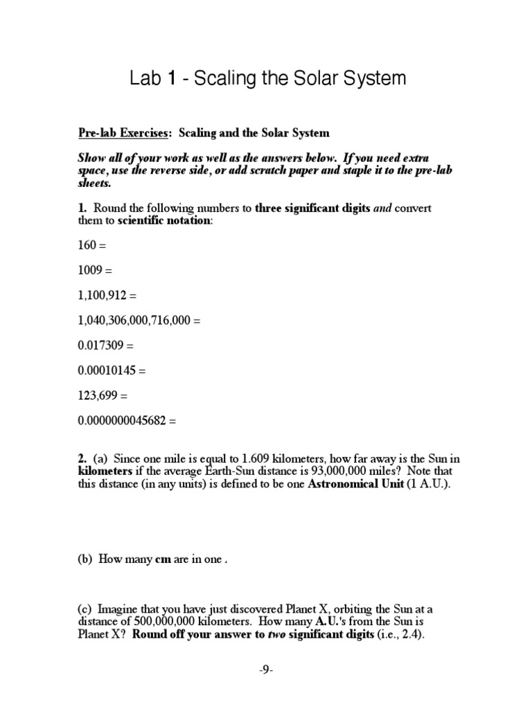 Scaling the Solar System Lab Guide | PDF | Solar System | Astronomical Unit