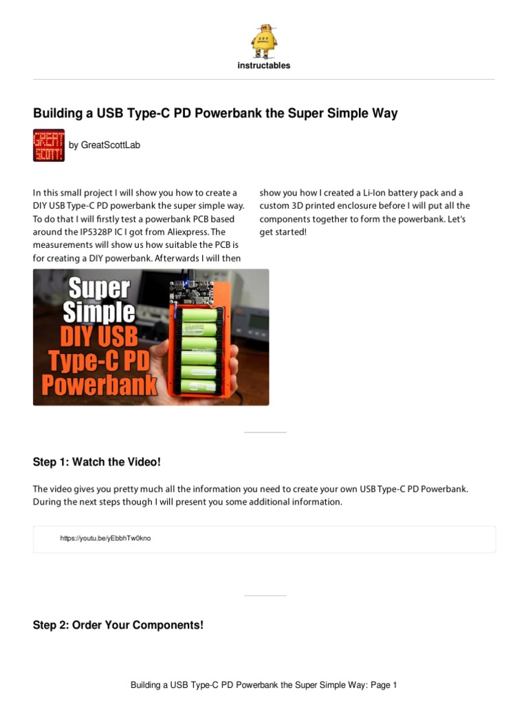 DIY USB-C PD Powerbank Guide | PDF | Printed Circuit Board | Battery ...
