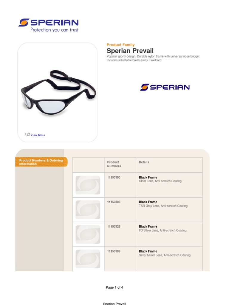 Sperian Prevail | PDF | Glasses | Mirror