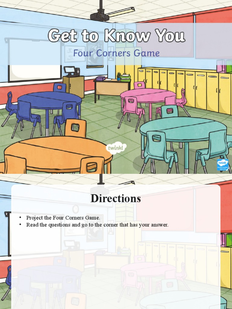 4 CORNERS GAME Back To School 4 Corner Game Powerpoint - Ver - 4 | PDF