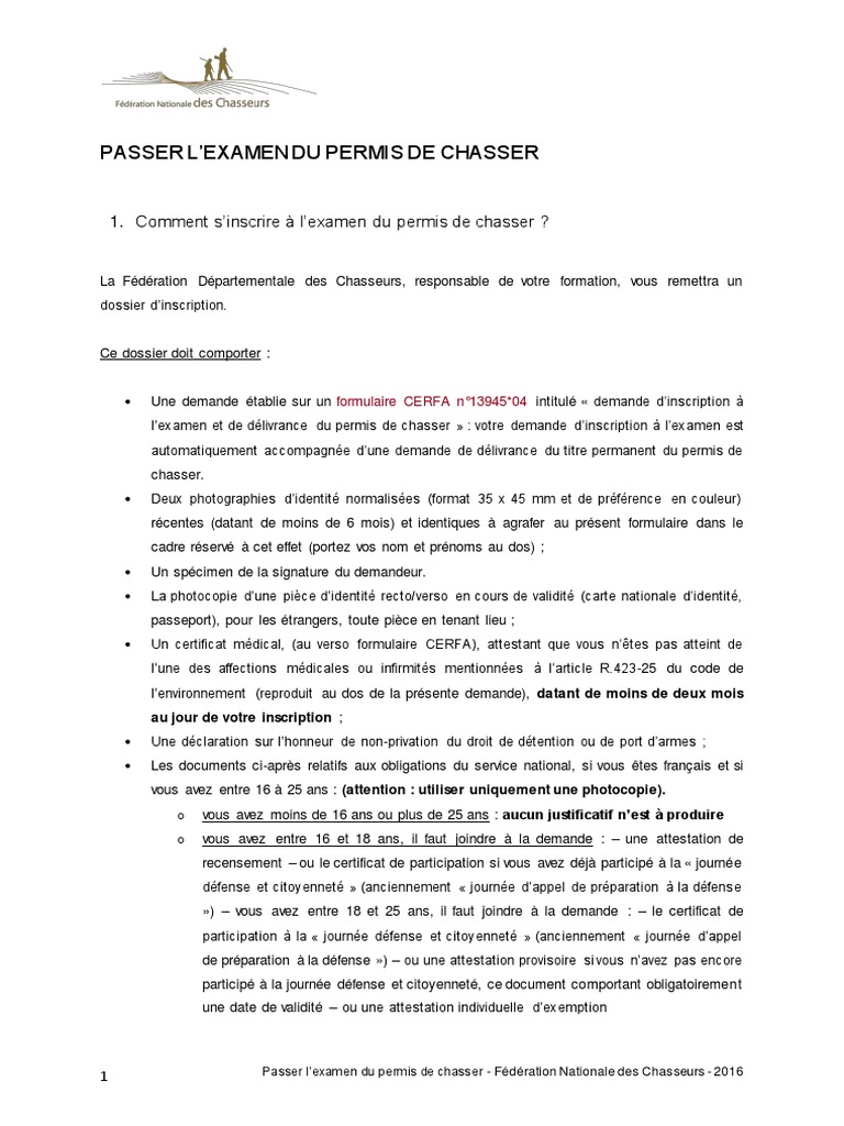 Passer Examen Permis Chasser | PDF | Chasse | Port d'armes