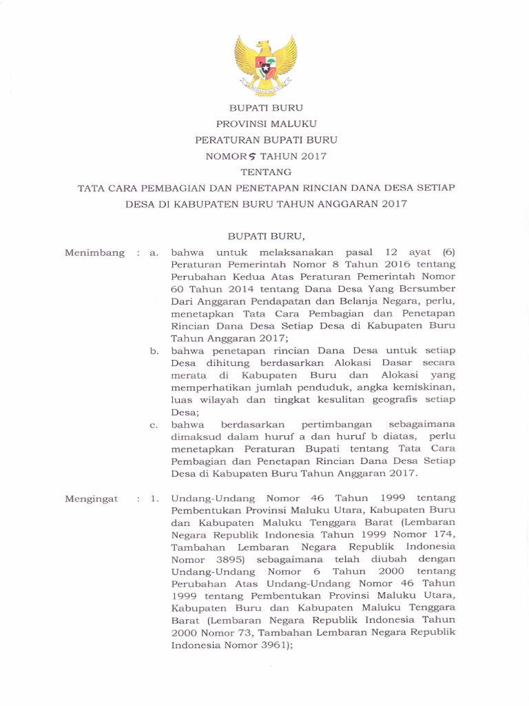 5 Pembagian Rincian Dana Desa Pdf