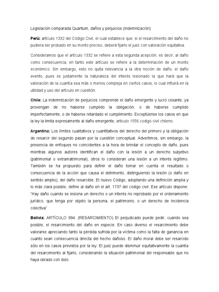 Legislación Comparada Quantum | PDF | Daños y perjuicios | Bienes (Ley)