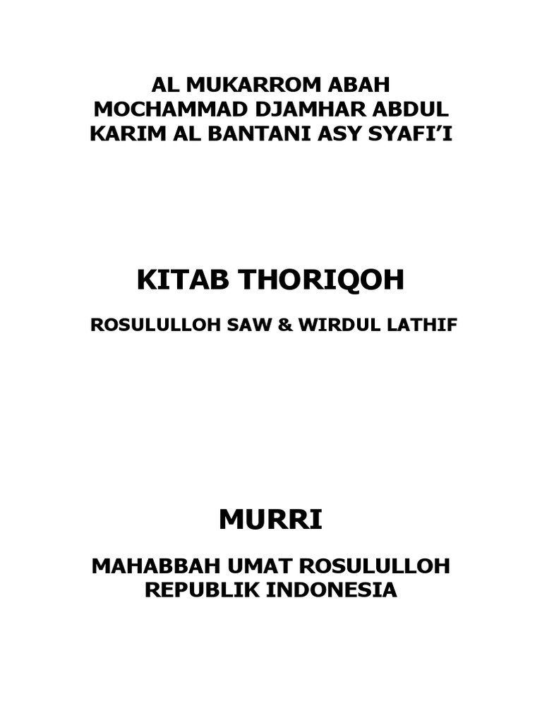 Kitab Thoriqoh & Wirdul Lathif | PDF