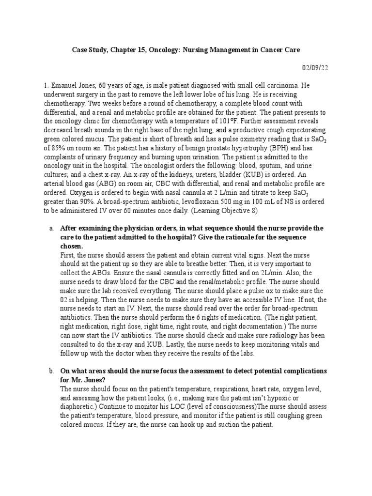 Scribd 020922 Case Study-Oncology A&k | PDF | Chemotherapy | Cancer
