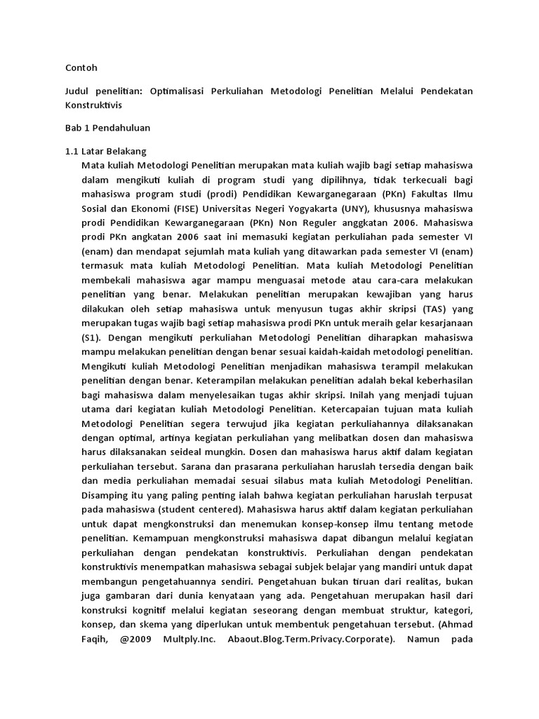 Contoh Proposal Penelitian Sosial | PDF