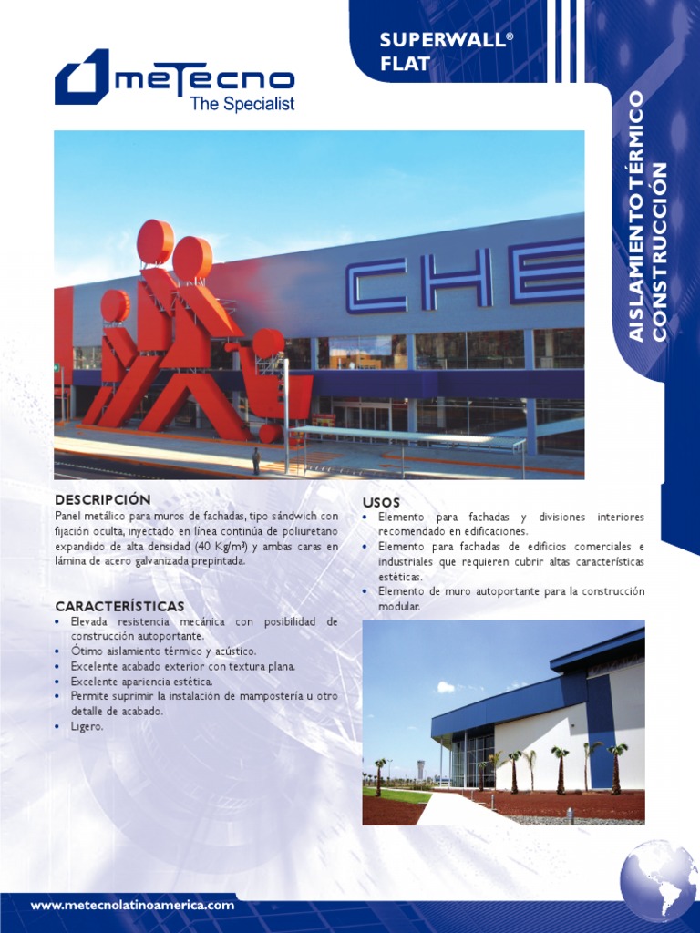 Ficha Tecnica-Panel-SUPERWALL FLAT - Metecno | PDF | Tornillo | Acero
