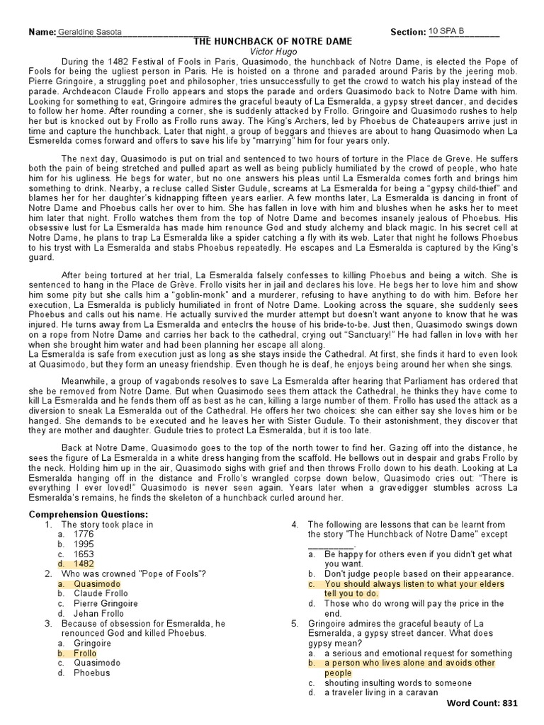 The Hunchback of Notre Dame | PDF | Claude Frollo | Quasimodo