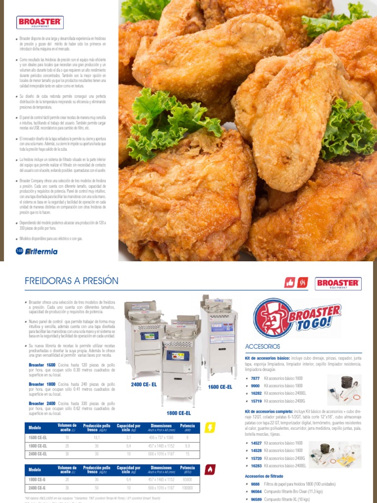 Freidoras Broaster: Eficiencia y Sabor | PDF | Comida y bebida | Alimentos