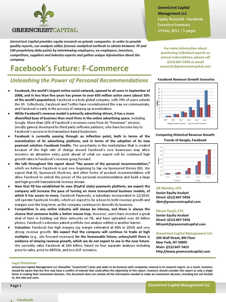 Green Crest Capital - Facebook (Executive Summary) | PDF | Facebook ...
