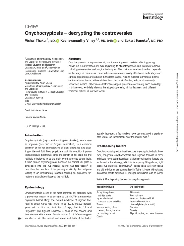 Onychocryptosis - Decrypting The Controversies | PDF | Clinical ...