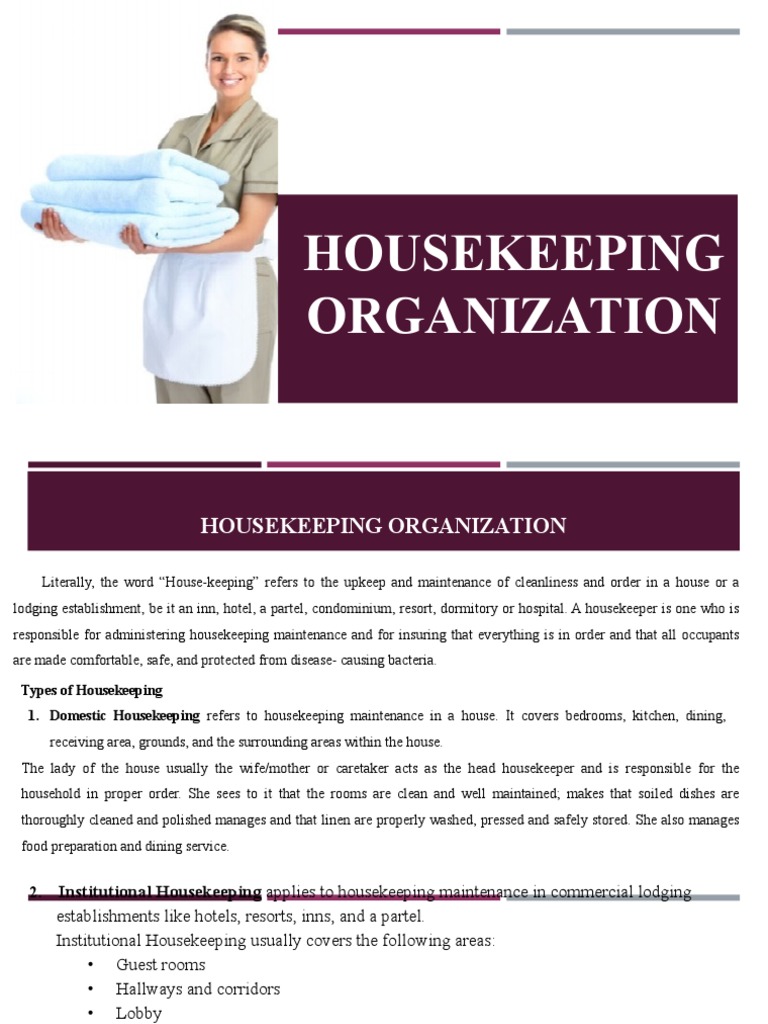 Housekeeping Department Organization | PDF | Housekeeping | Restaurants