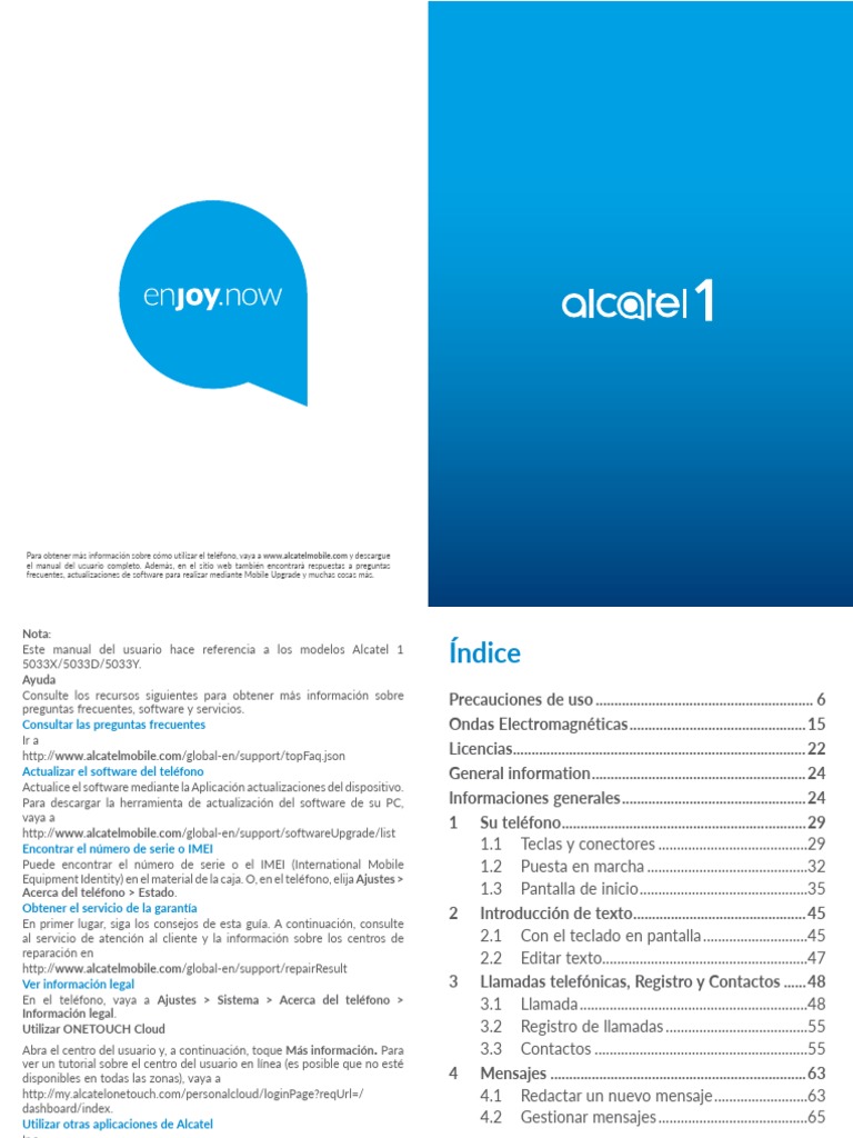 Alcatel-1 5033X 5033D 5033Y UM ES V0.3 20200109 | PDF | Teléfonos ...