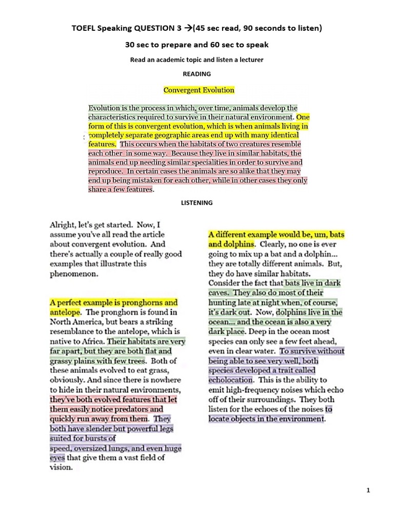 TOEFL Speaking Task 3 Guide | PDF