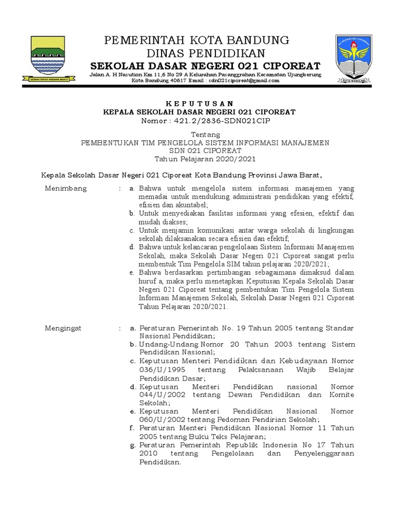 SK Tim Pengelola Sim | PDF